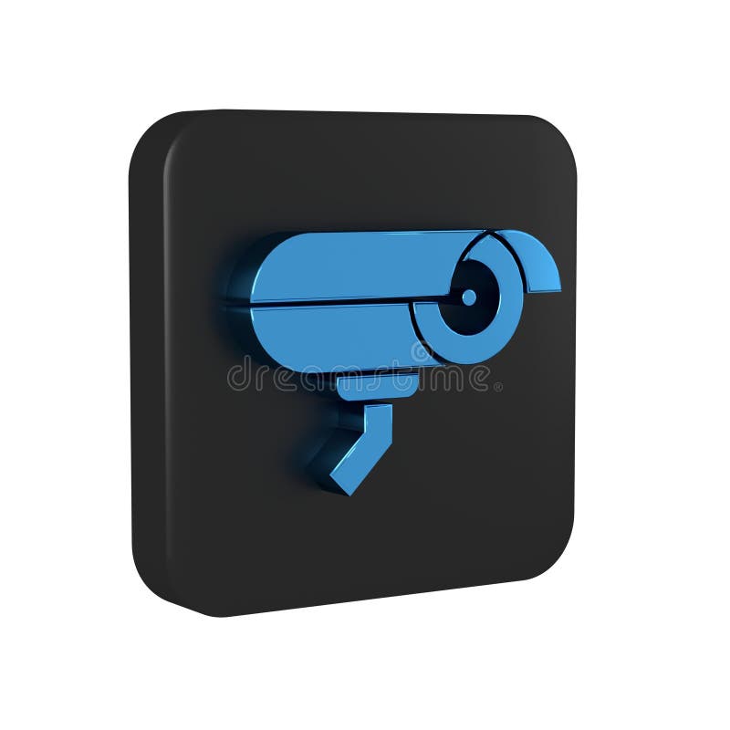Blue Security Camera Icon Isolated on Transparent Background. Black ...