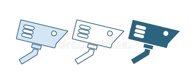Blue Security Camera Icon Isolated on White Background. Vector Stock ...