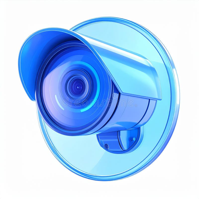 Blue Security Camera with Light and Transparent Background Stock ...