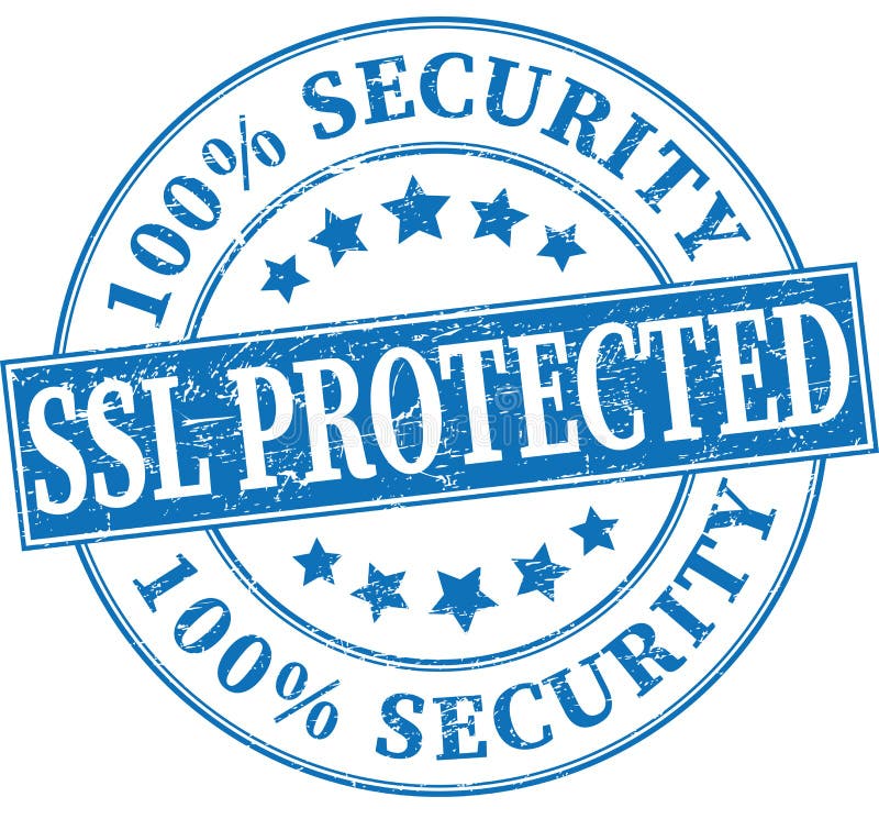 Blue 100 Security Ssl Protected Grungy Round Rubber Stamp Illus Stock ...