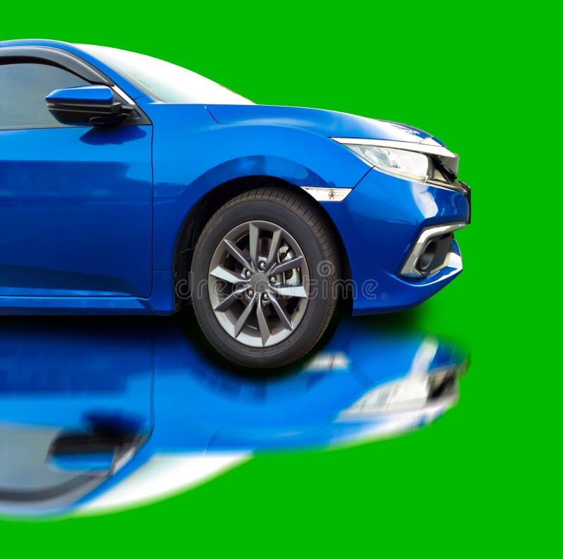 A Blue Sedan with a Reflection Stock Photo - Image of luxury ...