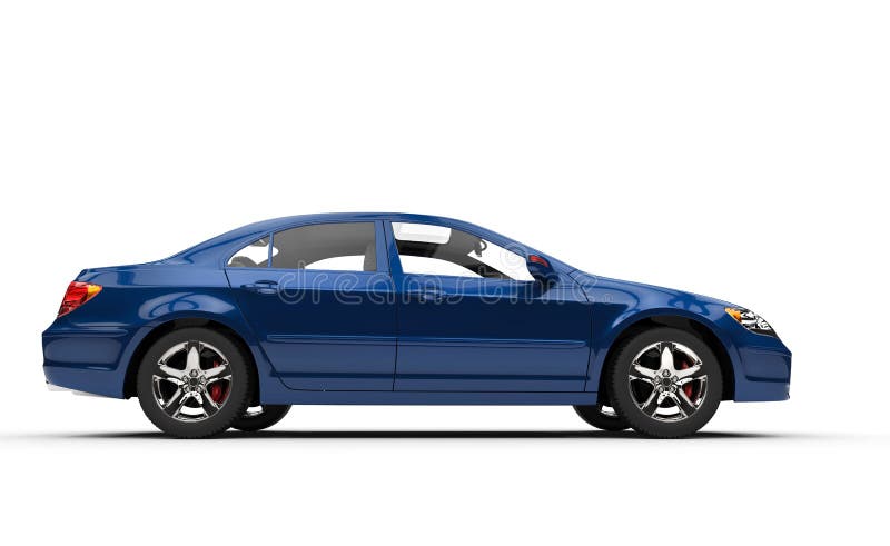 Blue Sedan Side View stock illustration. Illustration of small - 59001393