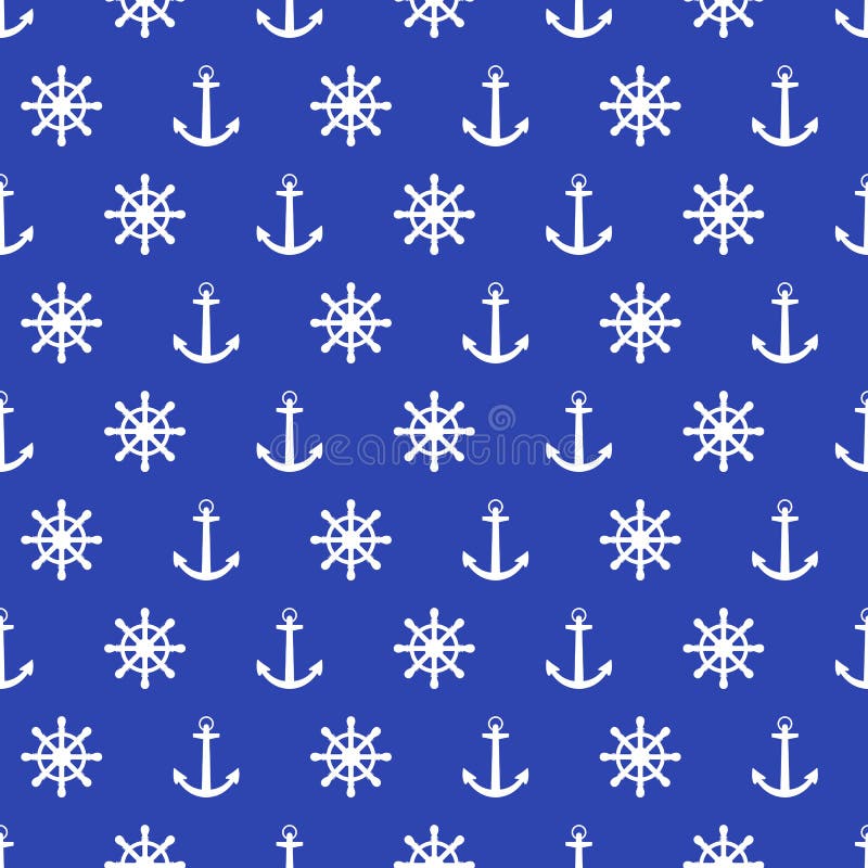 Blue See Anchor Seamless Pattern. Flat Vector Illustration Stock Vector ...