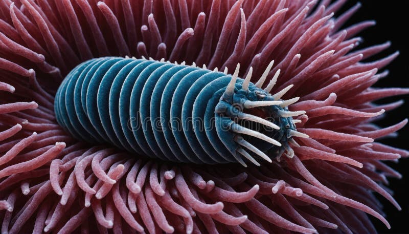 A Blue Segmented Worm with White Bristles is Nestled Inside a Bed of ...