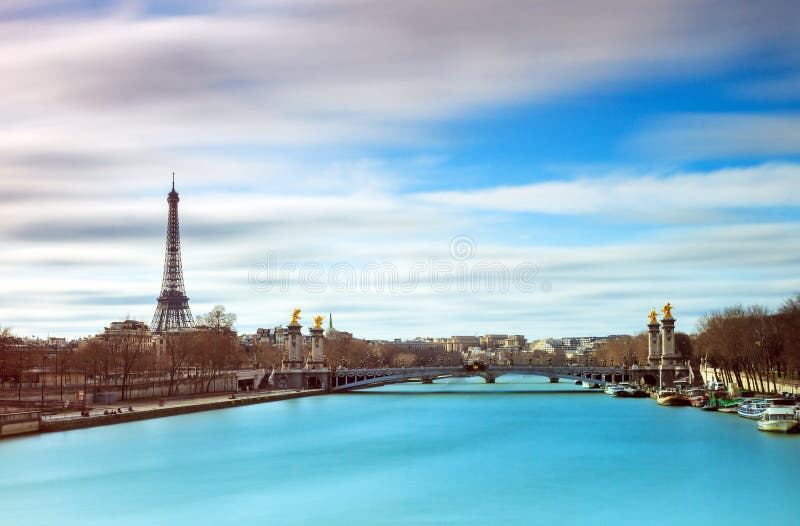 Blue Seine stock photo. Image of cityscape, french, lantern - 65348554