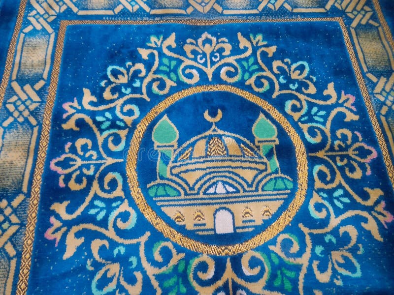 Blue sejadah, for prayer stock image. Image of clothing - 376361087