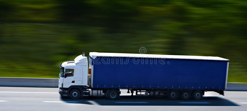 Blue semi truck stock image. Image of highway, chain - 11353369