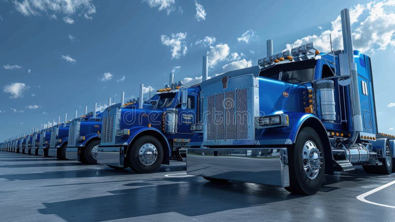 The Blue Semi Trucks. AI Generated Stock Photo - Image of industrial ...