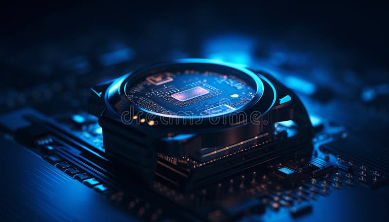 Blue Semiconductor Equipment Close Up Technology Circuit Board Computer ...