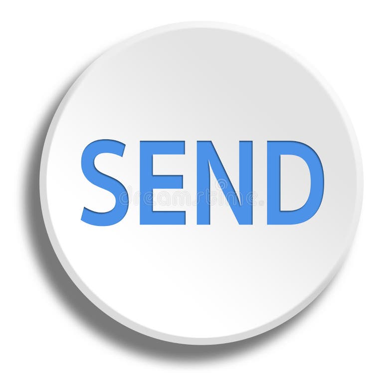 Blue Send in Round White Button with Shadow Stock Illustration ...