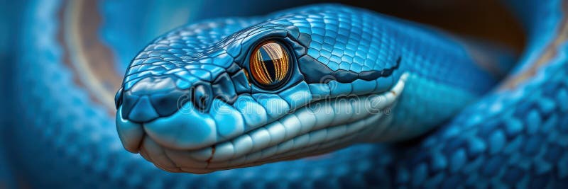Blue Serpent Coiled on a Surface Displaying Striking Patterns and ...