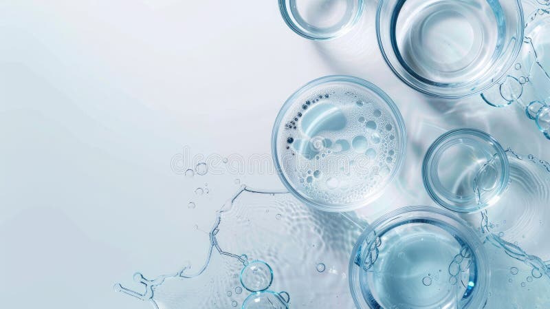 Blue Serums in Laboratory Glassware, Cosmetic Research Top View Stock ...