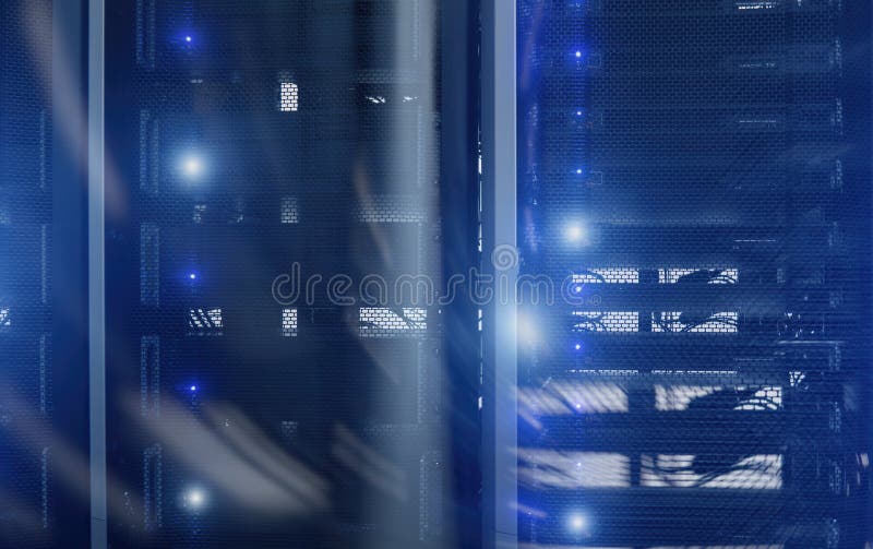 Blue Server Rack Blurred. Concept Technology Stock Image - Image of ...