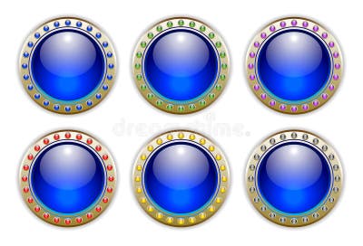 Blue Set of 6 Color Combinations Glossy Buttons Stock Illustration ...