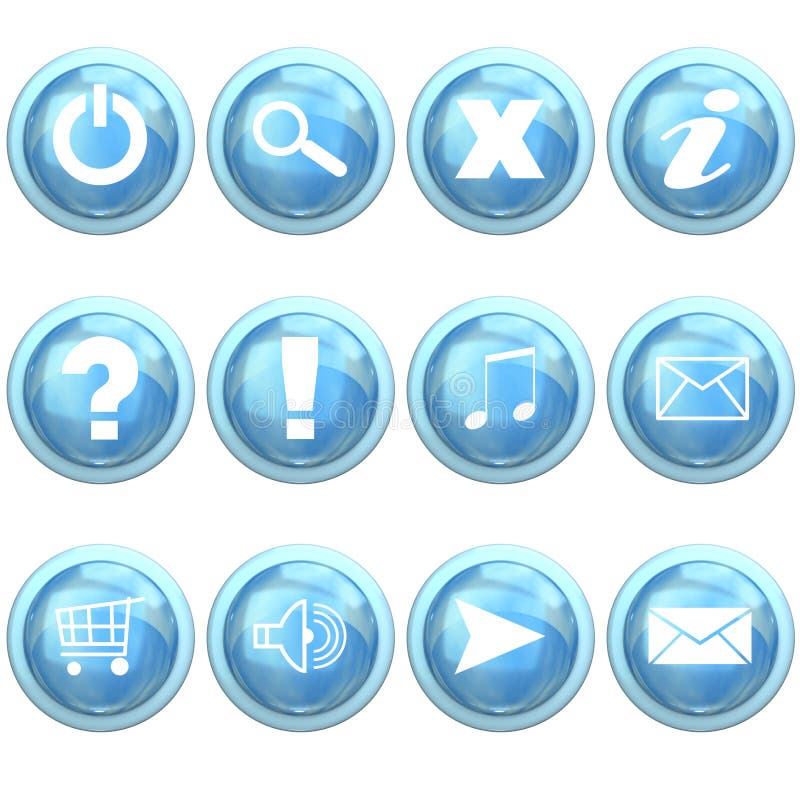 Blue set of buttons stock illustration. Illustration of request - 21767712