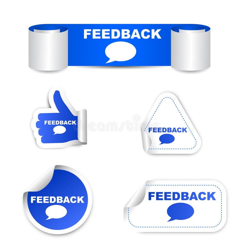Blue Set Paper Stickers Feedback Stock Illustration - Illustration of ...
