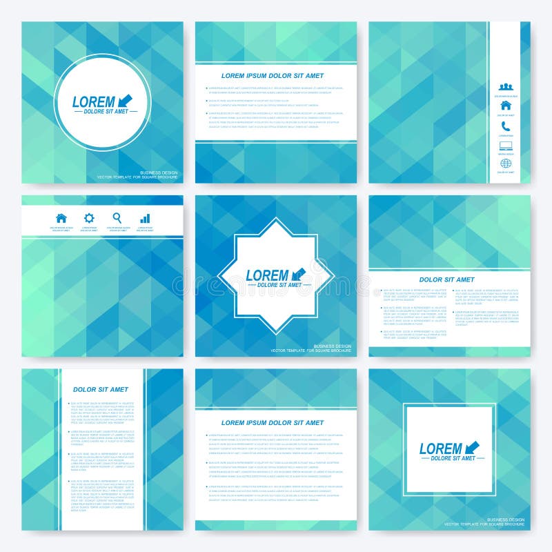 Blue Set of Square Template Brochure. Business, Science, Medicine and ...