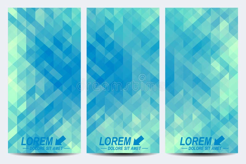 Blue Set of Vector Flyers. Background with Light Blue Triangles Stock ...
