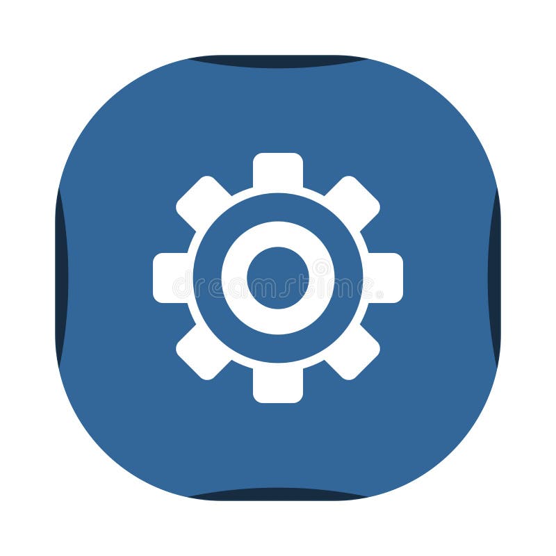 Settings Ui Blue Button Icon With Shadow. Two Gears Or Cogs. Vector ...