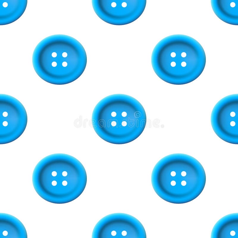 Blue Sewing Buttons Seamless Pattern. Vector Illustration on White ...