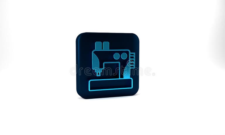 Blue Sewing Machine Icon Isolated on Grey Background. Blue Square ...