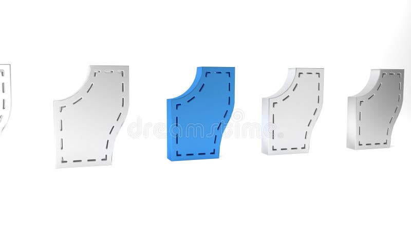 Blue Sewing Pattern Icon Isolated on White Background. Markings for ...