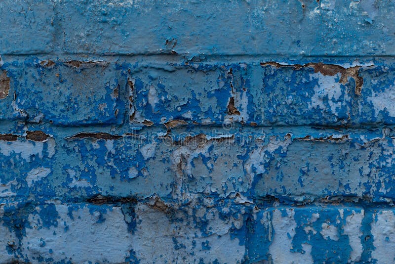 Blue Shabby Broken Brick Wall Background Texture Stock Photo - Image of ...