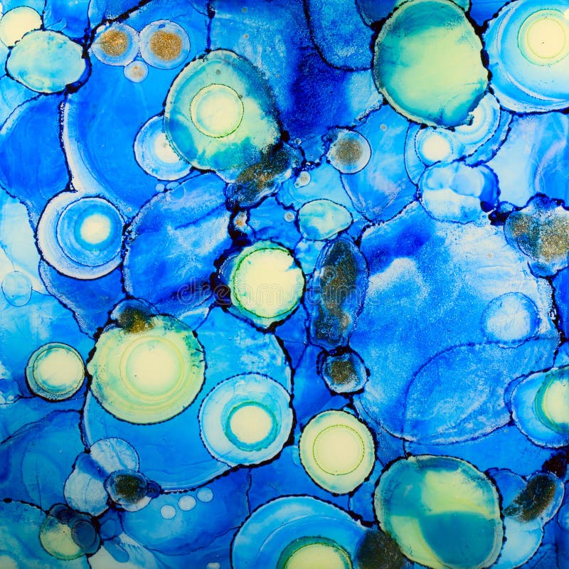 Blue Splatters in Alcohol Ink Stock Illustration - Illustration of ...