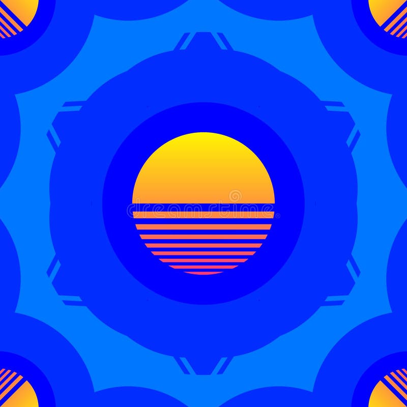 Blue Shades Orange Sun Abstract Background Stock Illustration ...