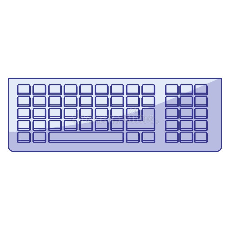 Blue Shading Silhouette of Computer Keyboard Stock Vector ...