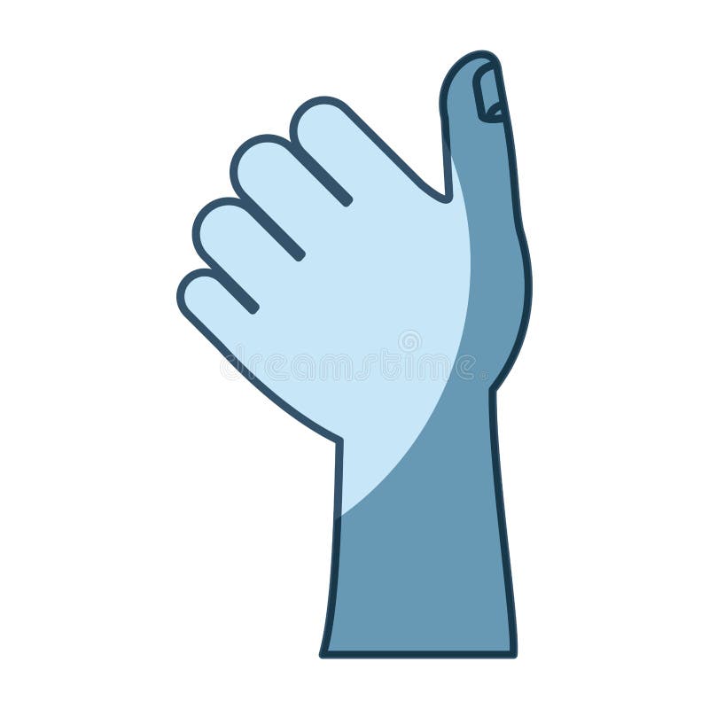 Blue Shading Silhouette of Left Hand Thumb Up Stock Vector ...