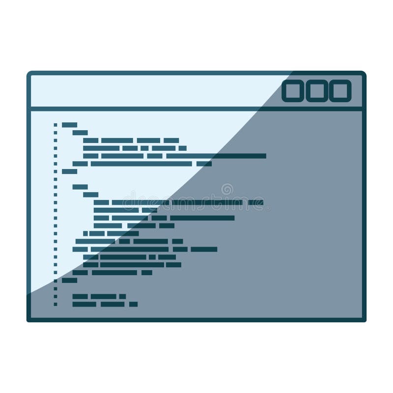 Blue Shading Silhouette Of Programming Window With Script Code Stock Vector Illustration Of