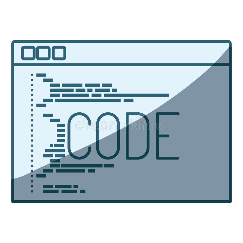 Blue Shading Silhouette Of Programming Window With Script Of Code Stock Vector Illustration Of