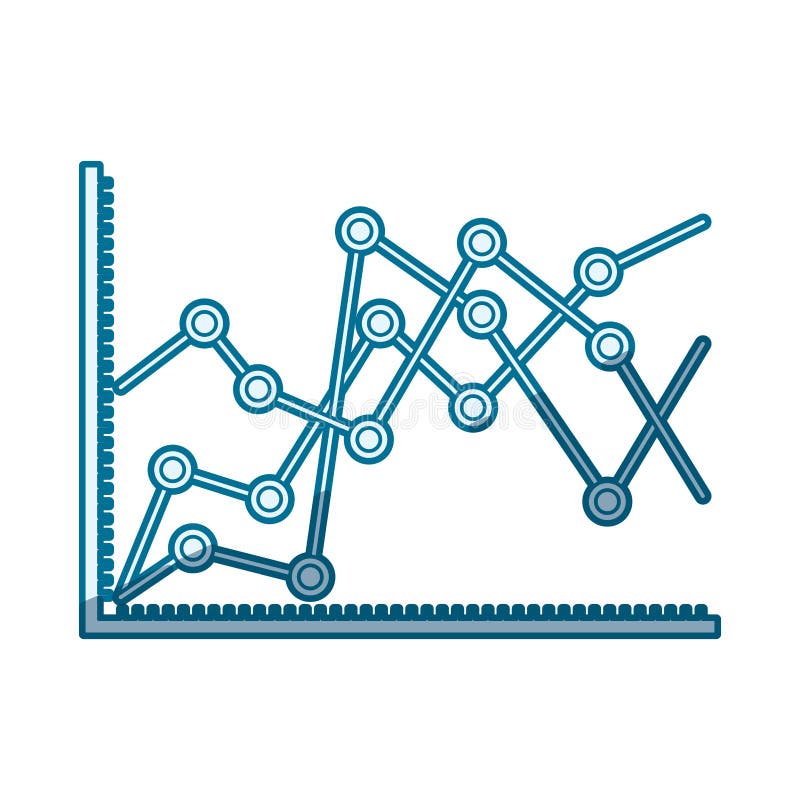 Blue Shading Silhouette of Statistical Graphs Linear Rising Stock ...