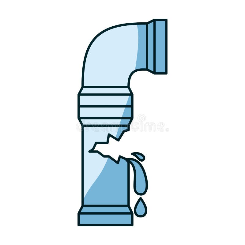 Blue Shading Silhouette of Water Pipe Broken Stock Vector ...