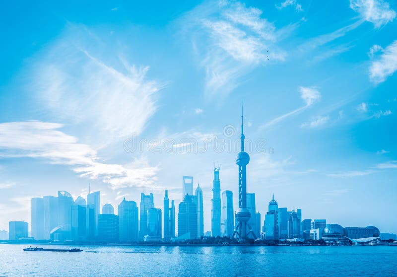 Shanghai blue scenery stock photo. Image of downtown - 27543798