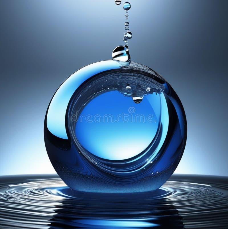 Blue Shape Liquid Abstract Metal 3d Water Drop Sphere Stock ...