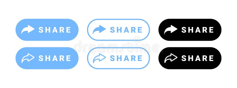 Blue Share Buttons. Vector Icons Stock Vector - Illustration of modern ...