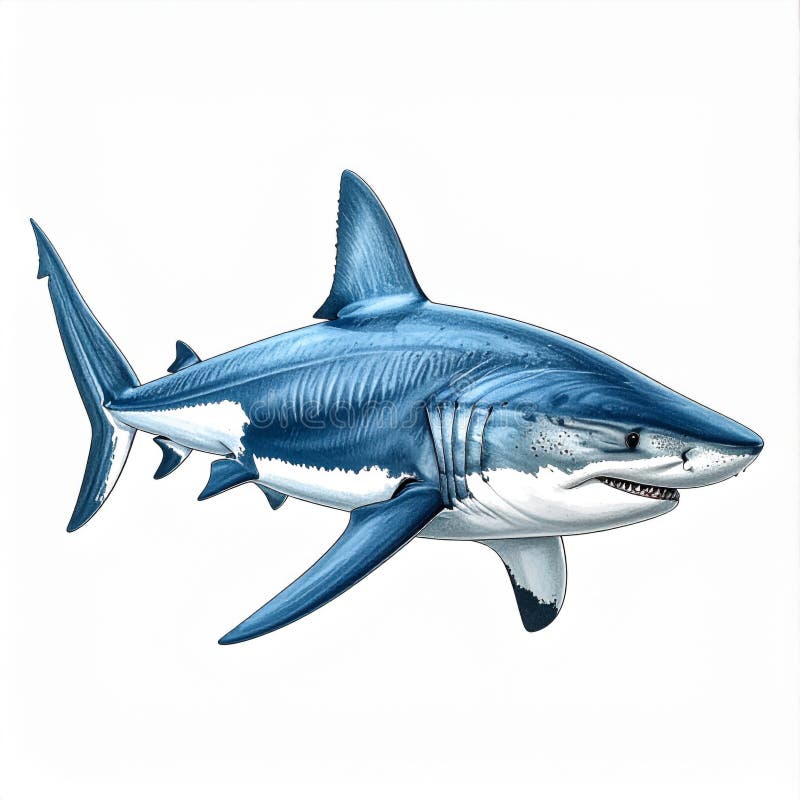 Blue Shark Illustration: Oceanic Predator in Detailed Digital Art Stock ...