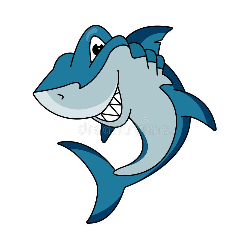 Blue Shark with Sharp Teeth Illustration Vector Stock Illustration ...