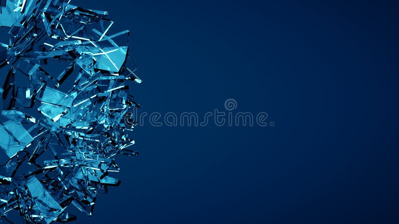 Blue Shattered Transparent Glass Explosion Stock Illustration ...
