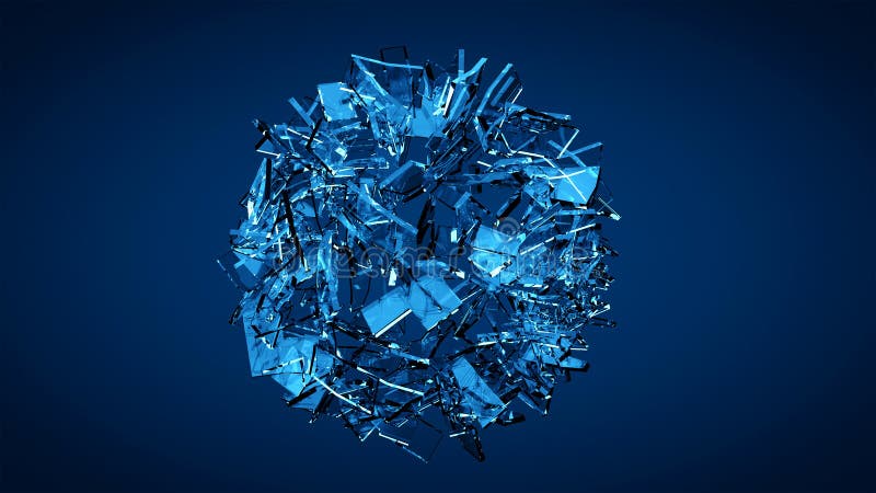 Blue Shattered Transparent Glass Explosion Stock Illustration ...