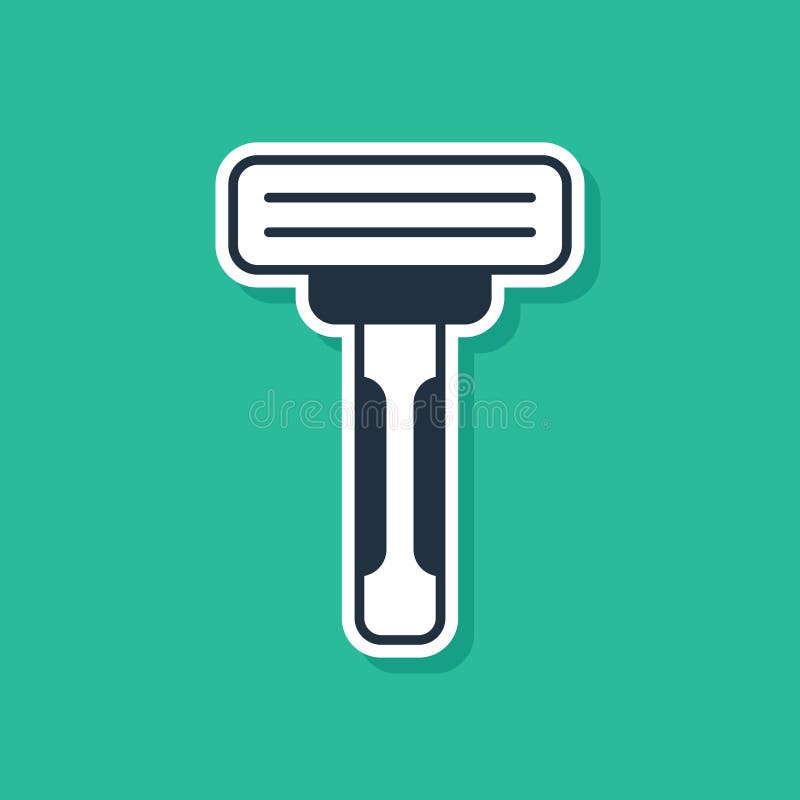 Blue Shaving Razor Icon Isolated on Green Background. Vector Stock ...