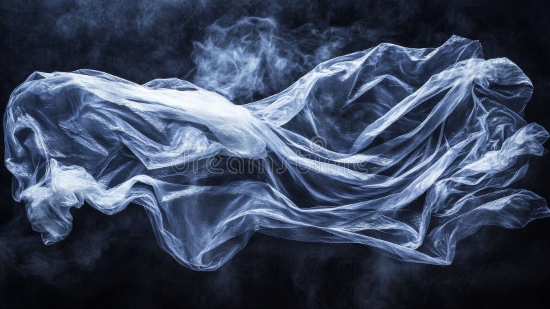 Blue Sheer Fabric Draped in Smoke Stock Illustration - Illustration of ...