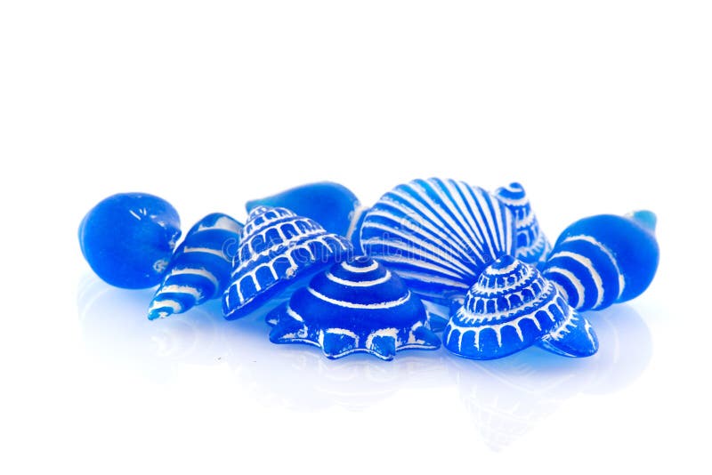 Blue Shells in the Smooth Sand at the Beach Stock Photo - Image of ...