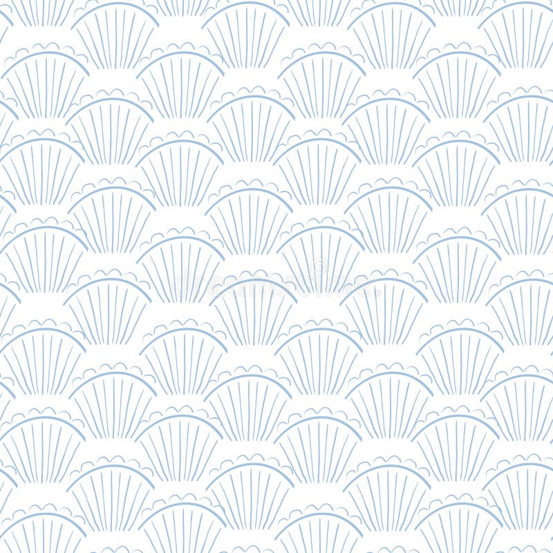 Blue Shells Seamless Pattern Stock Vector - Illustration of modern ...