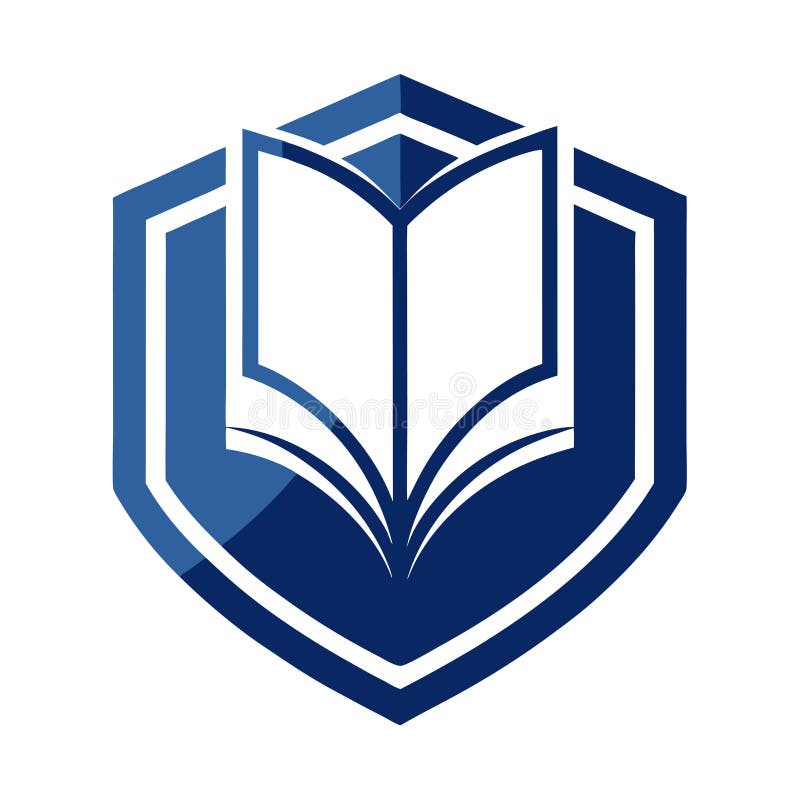 Blue Shield and Book Logo: Symbol of Secure Learning and Knowledge ...