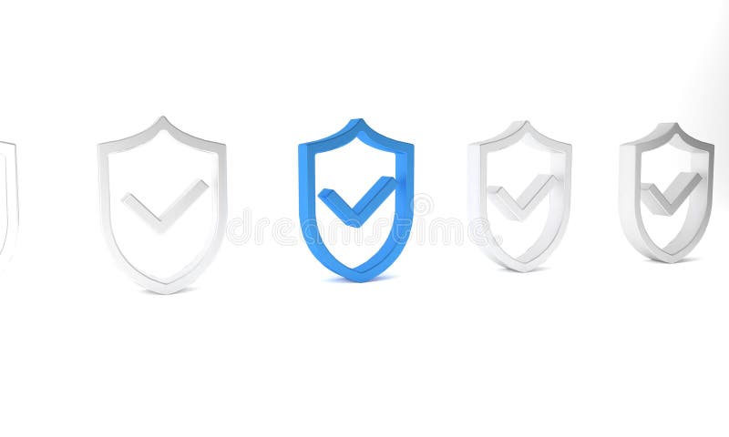 Blue Shield with Check Mark Icon Isolated on White Background ...