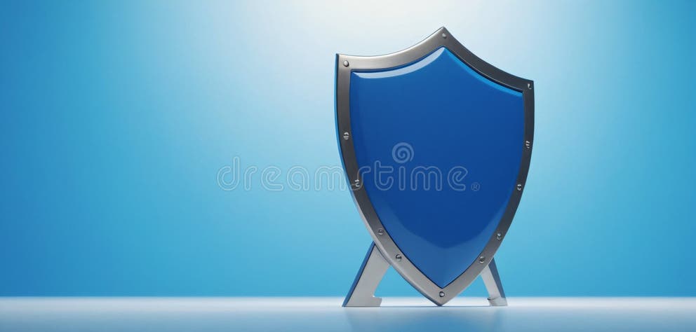 Blue Shield Cut Out , Protract and Security Concept Stock Illustration ...