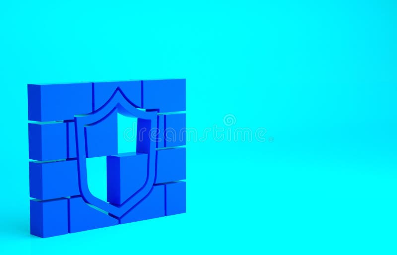 Blue Firewall, Security Wall Icon Isolated On Blue Background ...